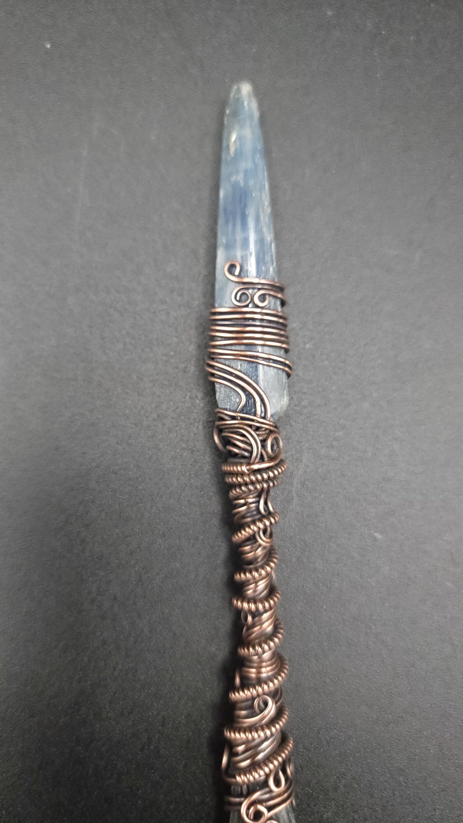 Black & Blue Kyanite Altar Wand, Ritual Tool, Copper and Crystal Wand 7 ...