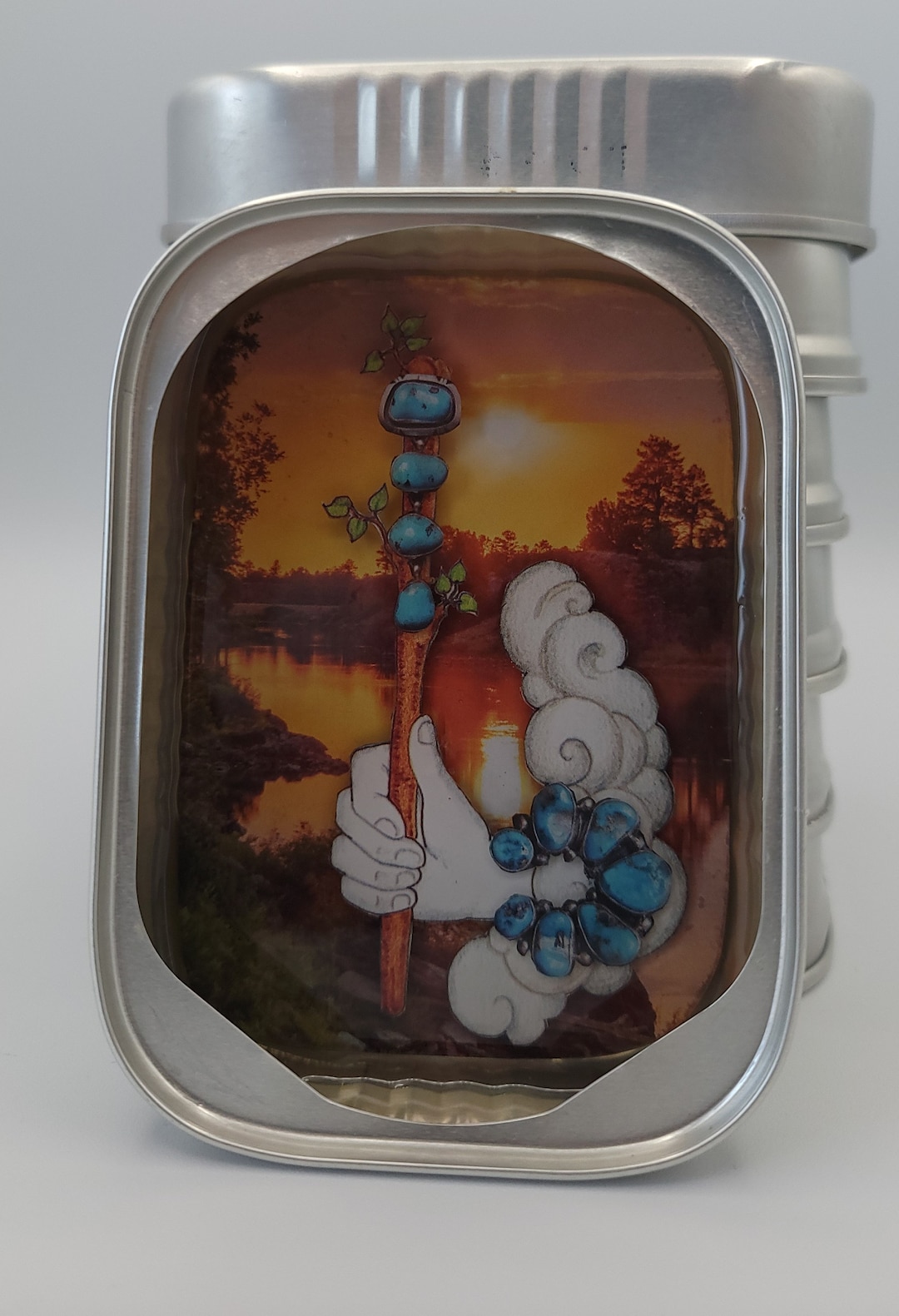 Ace of Wands, Mini Collage, Tin Can Tarot, Sardine Can Collage - Etsy