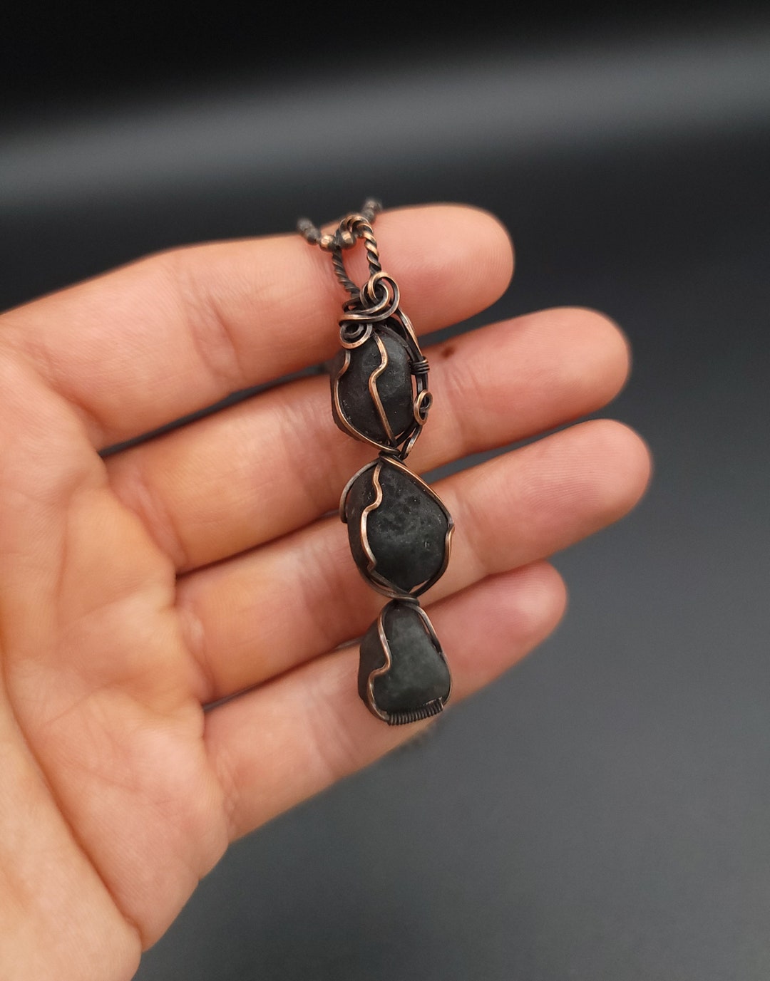 Obsidian Apache Tear Amulet #14 - Etsy