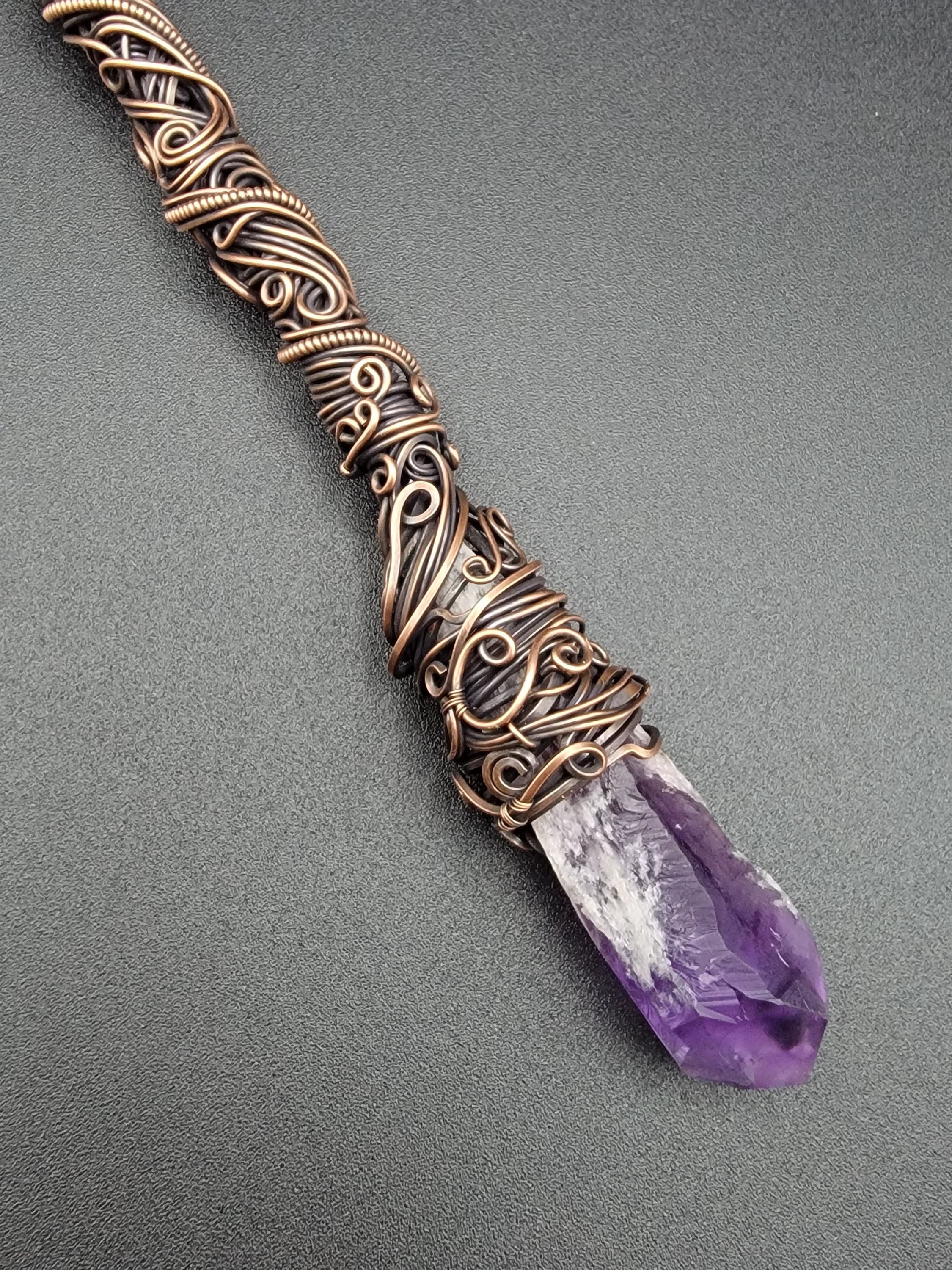 Amethyst Wand, Altar Wand, Ritual Tool, Copper and Crystal Wand - Etsy