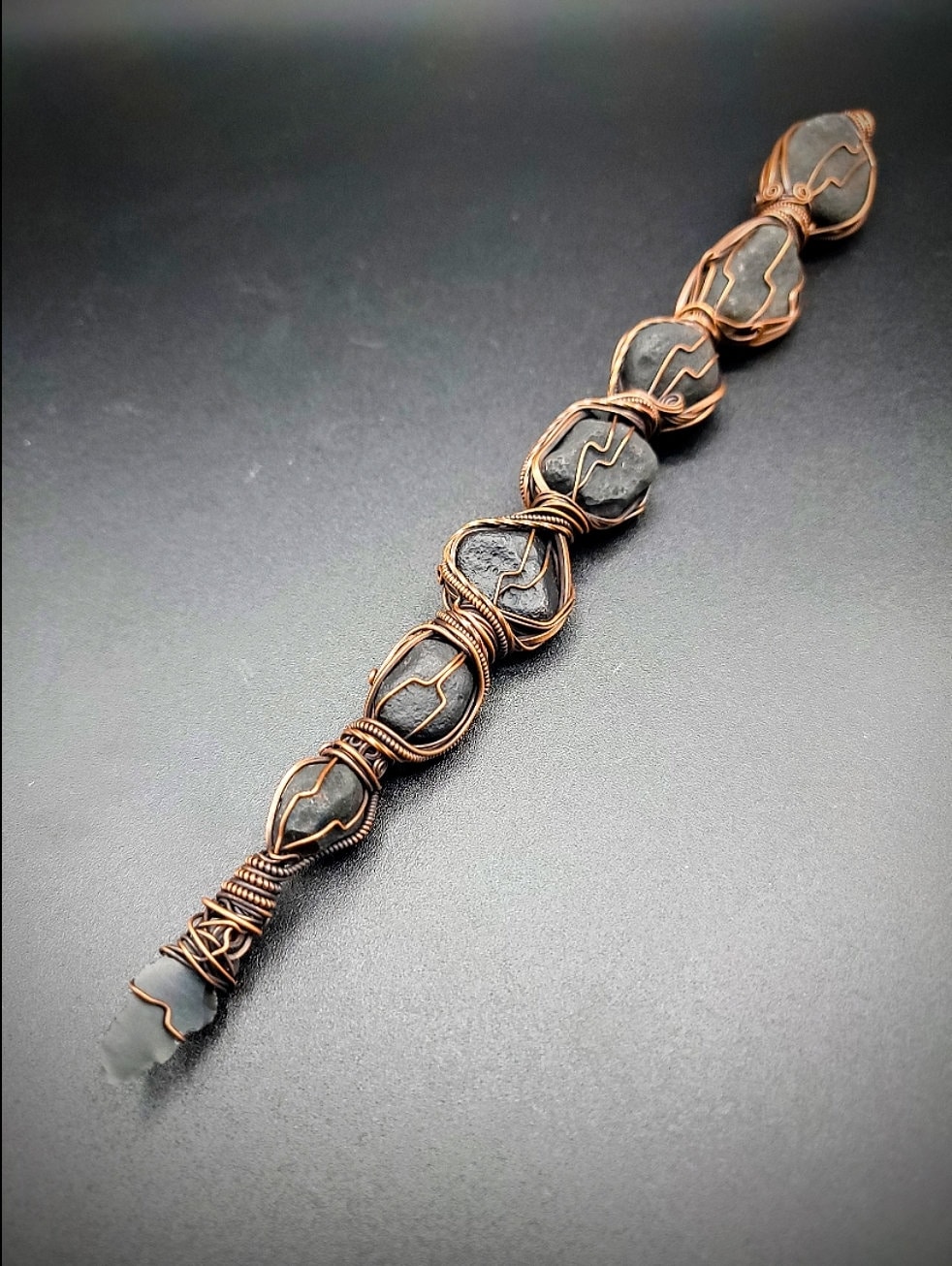 Obsidian Apache Tear Wand: Copper Crystal Altar Ritual Tool - Etsy