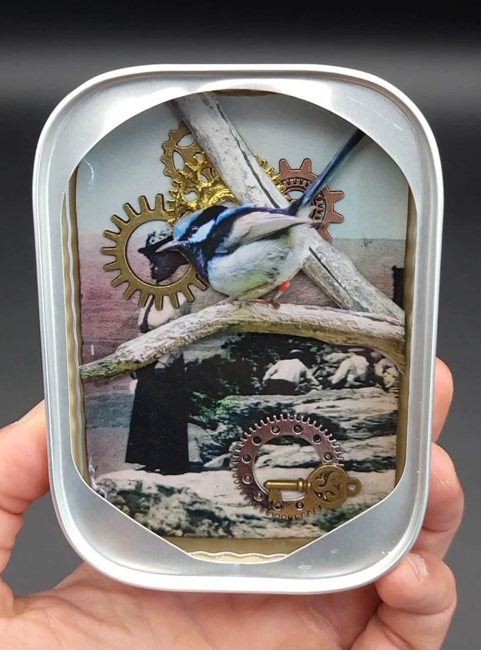 Sardine Can Collage: Resin Art Refrigerator Magnet - Etsy