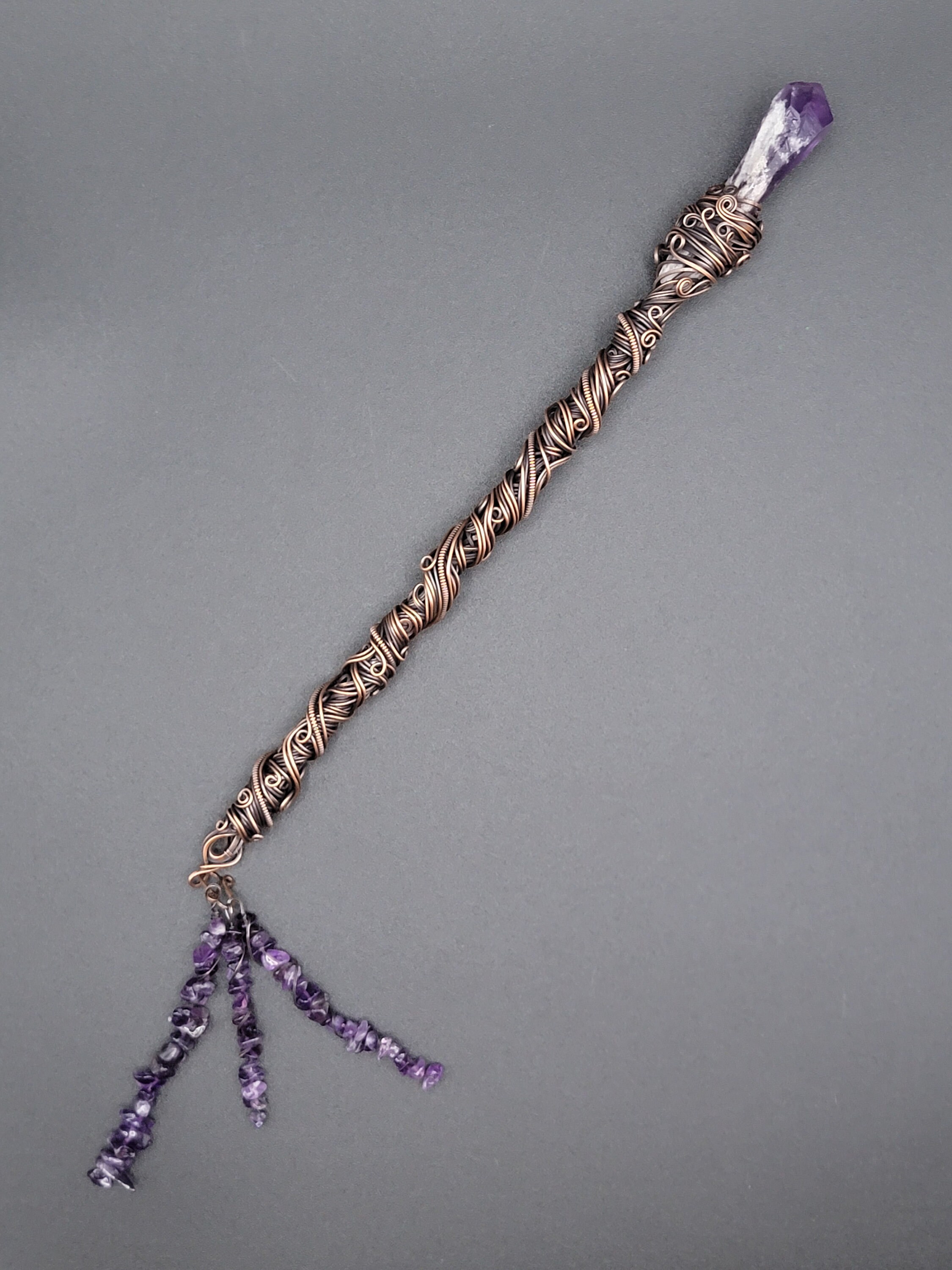 Amethyst Wand, Altar Wand, Ritual Tool, Copper and Crystal Wand - Etsy