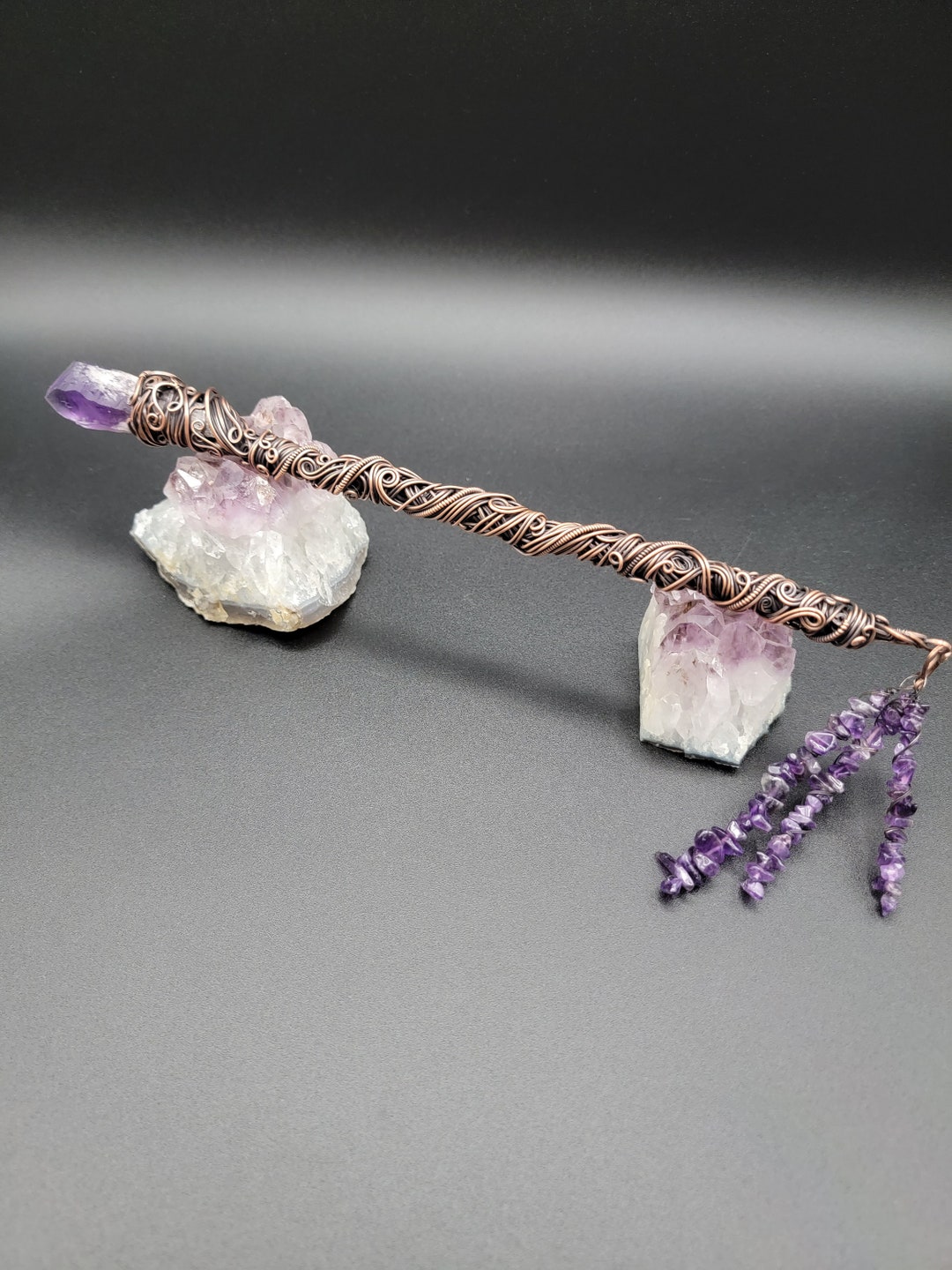 Amethyst Crystal Wand: Copper Altar Ritual Tool - Etsy