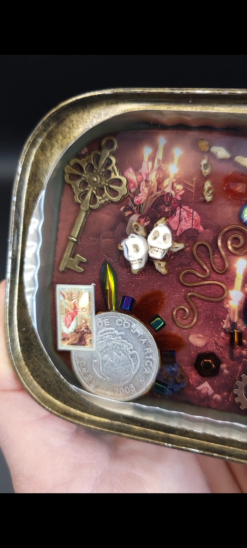 Ofrenda, Mini Collage, Sardine Can Crafts, Refrigerator Magnet, Tiny ...