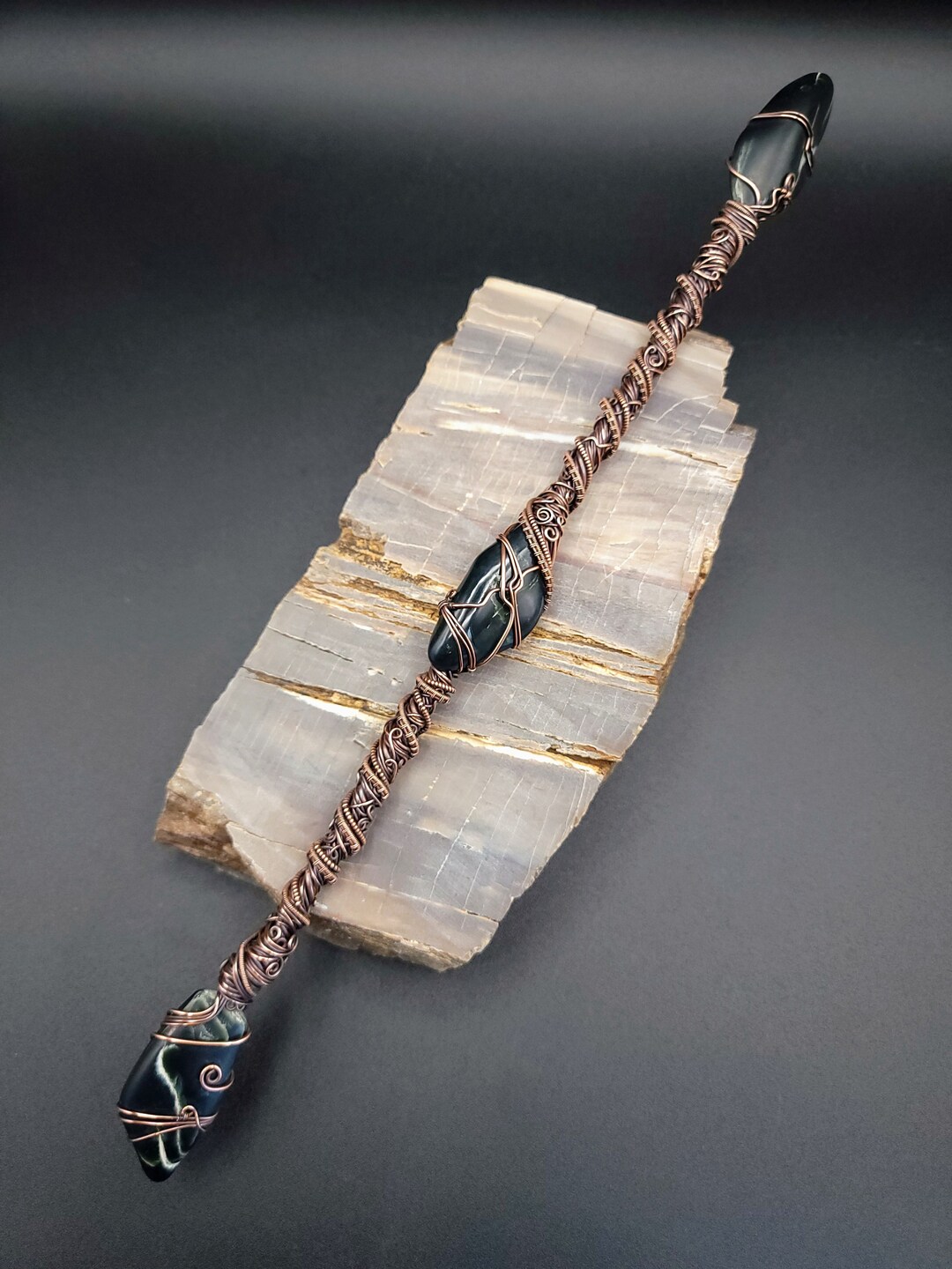 Alaskan Jade Wand, Altar Wand, Ritual Tool, Copper & Crystal Wand - Etsy