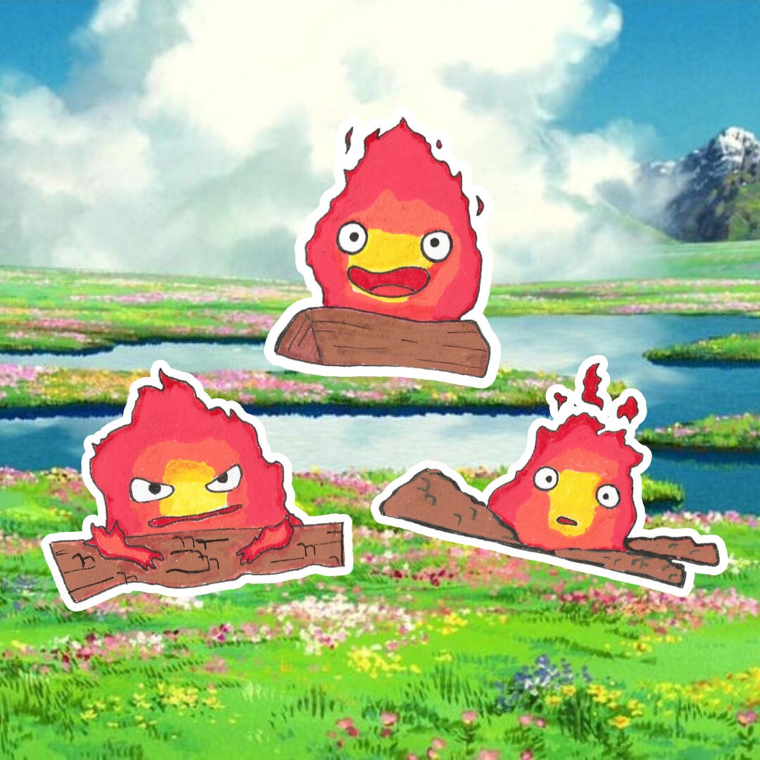 Studio Ghibli Calcifer Stickers - Studio Ghibli Howl's Moving Castle ...