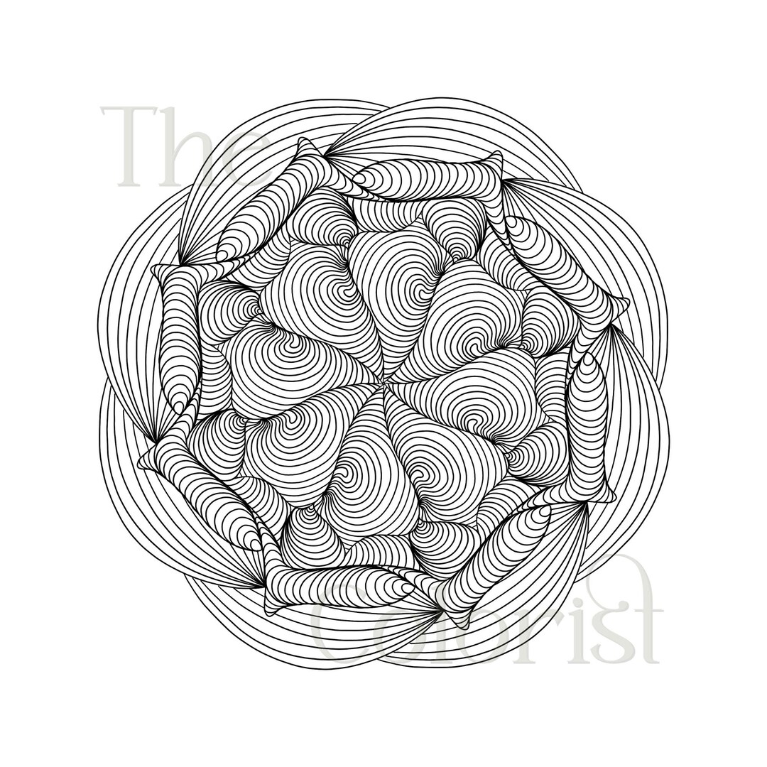 Mandala Coloring Page With Hypnotic 3D Patterns No3 - Etsy