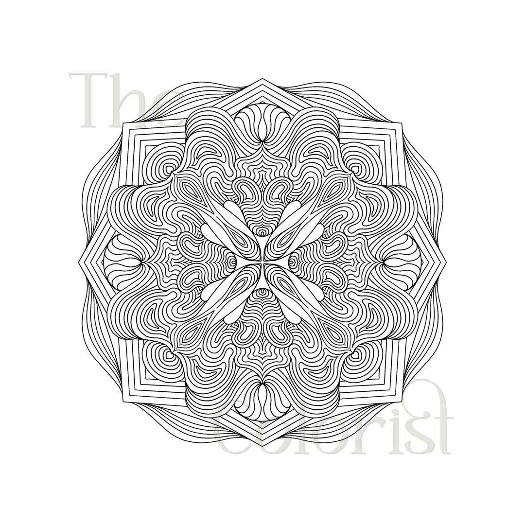 Mandala Coloring Page With Hypnotic 3D Design No2 - Etsy