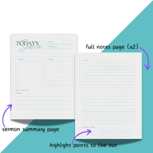 52-week Sermon Notes Printable Journal - Etsy