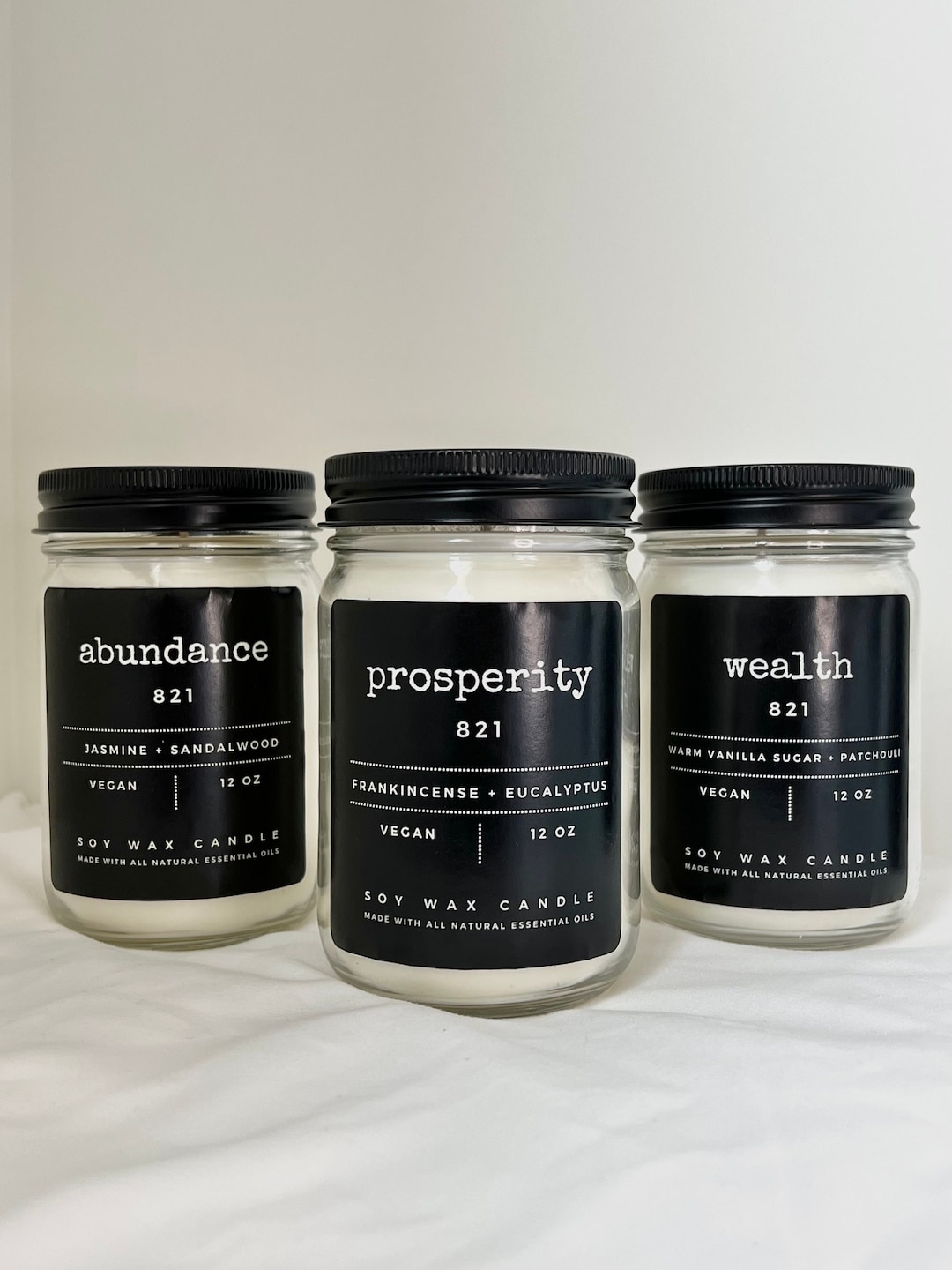 Handmade Soy Wax Candles - 12oz Energized Candles - Vegan - Jasmine + Sandalwood | Frankincense ...