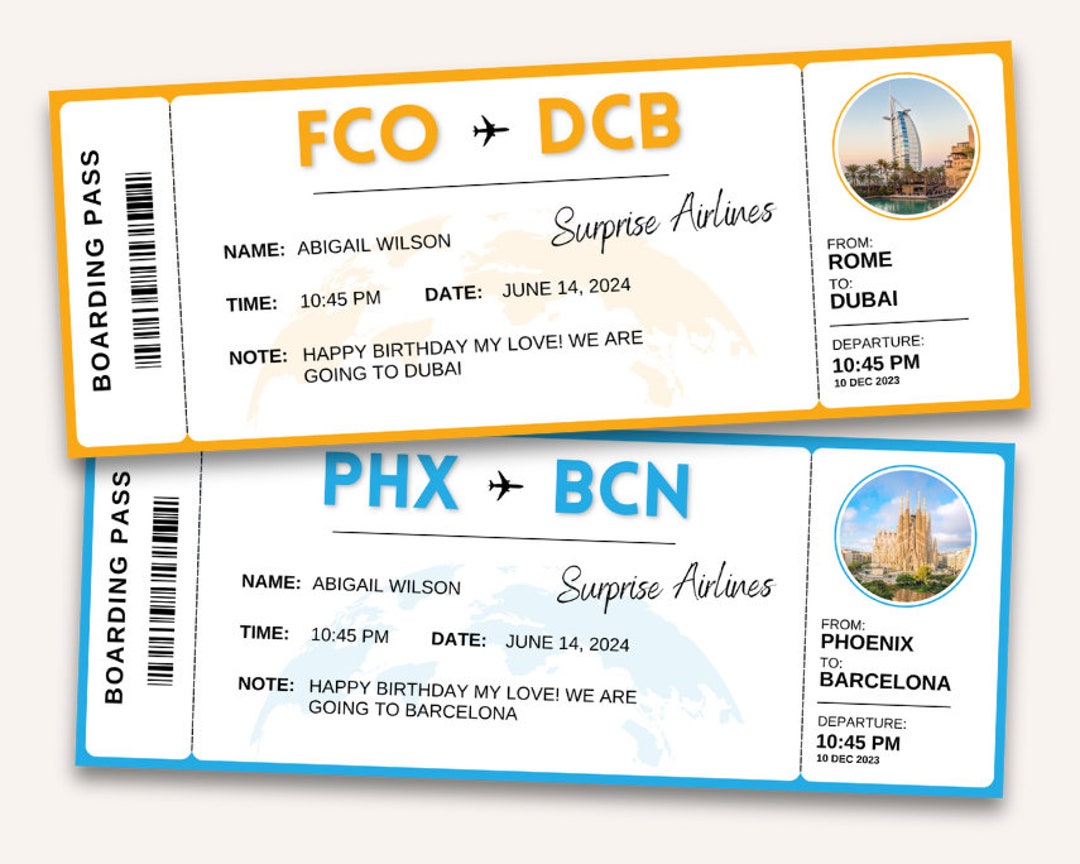 Editable Boarding Pass Template for Couples Surprise Travel - Etsy
