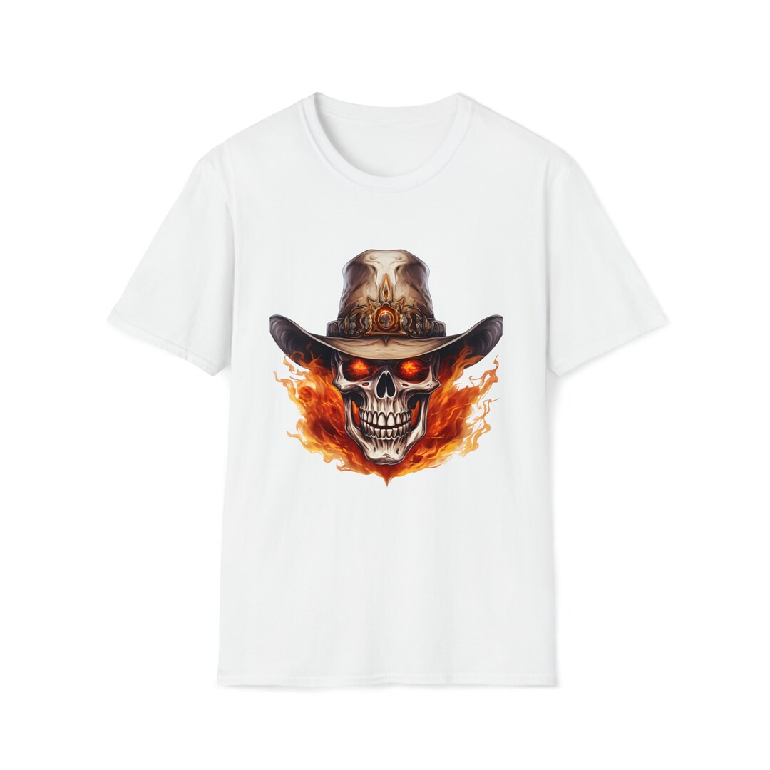 Cowboy Skull in Flames - Cowboy Skull in Flames T-shirt - Cool T-shirt ...