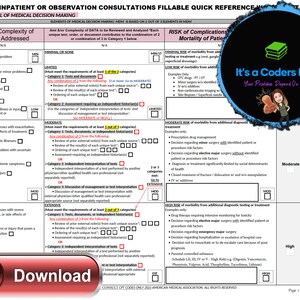 AMA 2023 FILLABLE PDF Inpatient or Observation Consultations E/M Audit ...