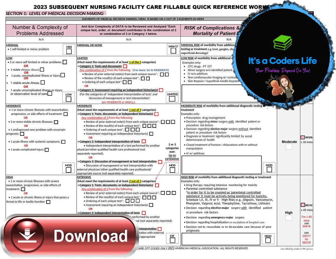AMA 2023 Fillable Initial / Subsequent Nursing Facility Care Audit Tool ...