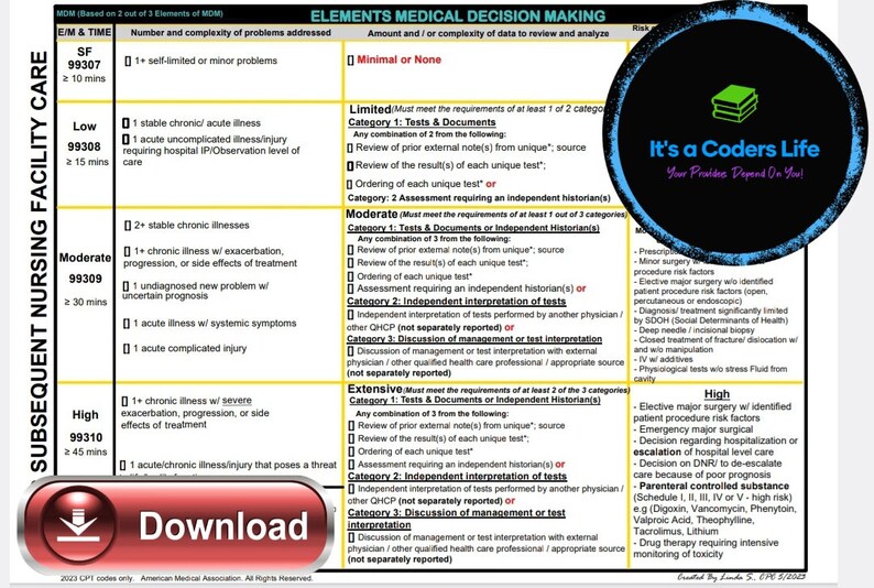 2023 AMA Guidelines (9 Pages) MDM Grid Worksheets (printable Digital ...