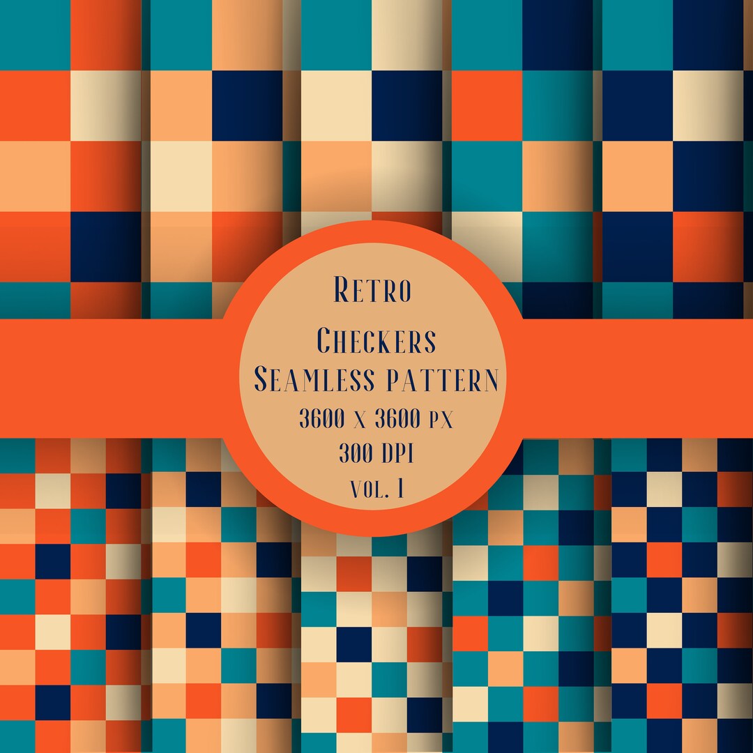Retro Checkerboard Digital Paper Vol. 1 - Set of 10, Seamless 12x12 ...