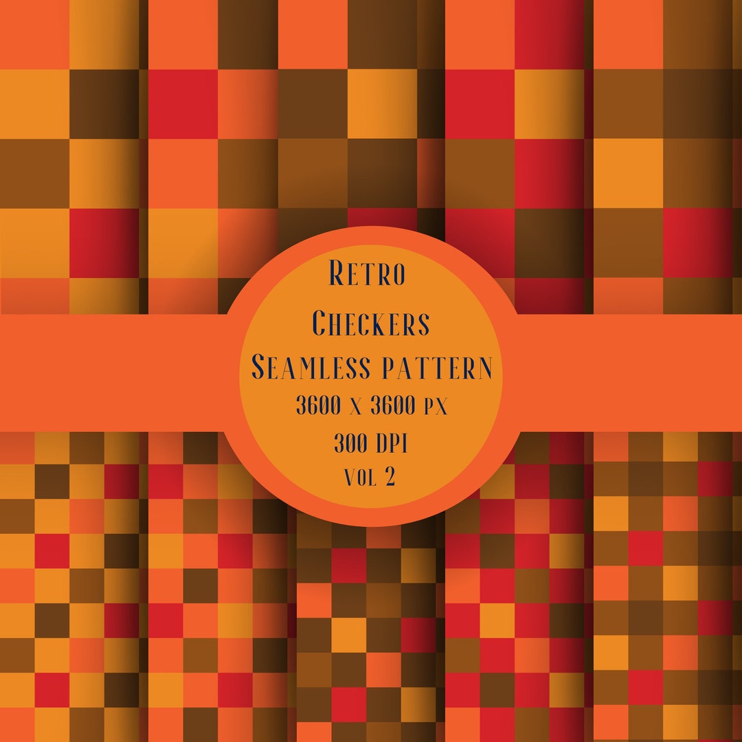 Retro Checkerboard Digital Paper Vol. 2 - Set of 10, Seamless 12x12 ...