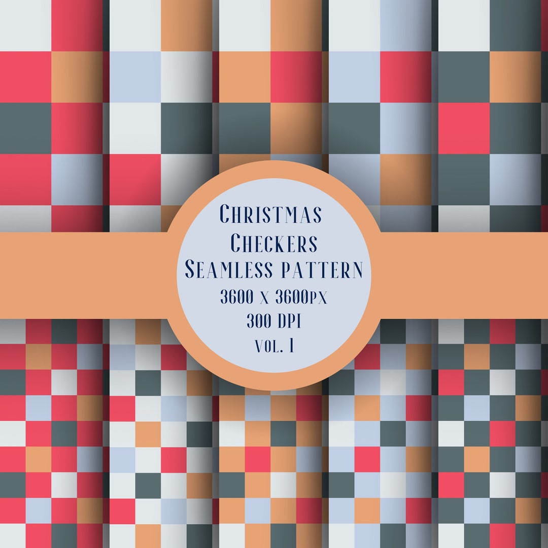 Christmas Checkerboard Digital Paper Vol. 1 Set of 10, Seamless 12x12 ...