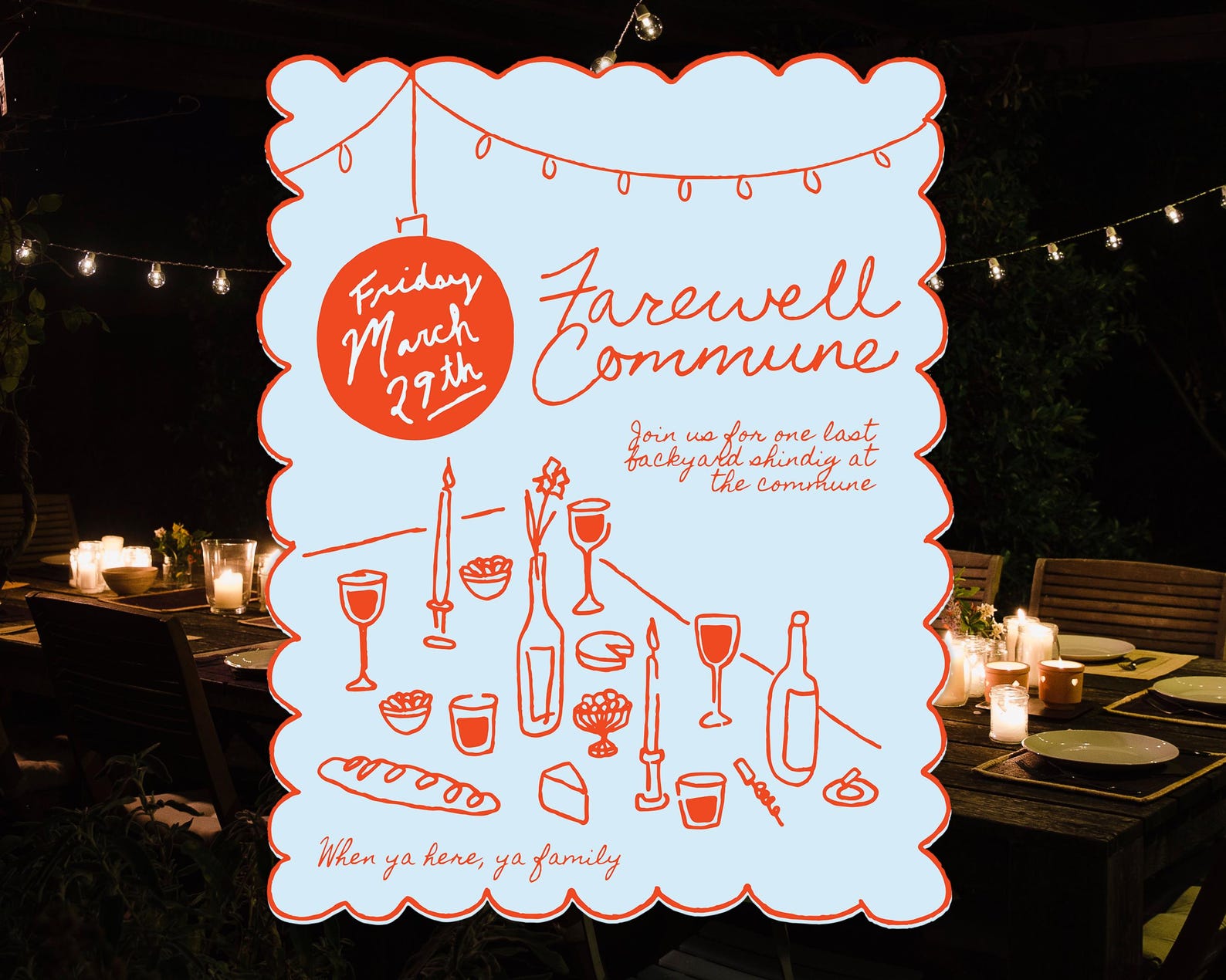 Dinner Party Invitation, Hand-drawn Illustration, Custom Editable ...