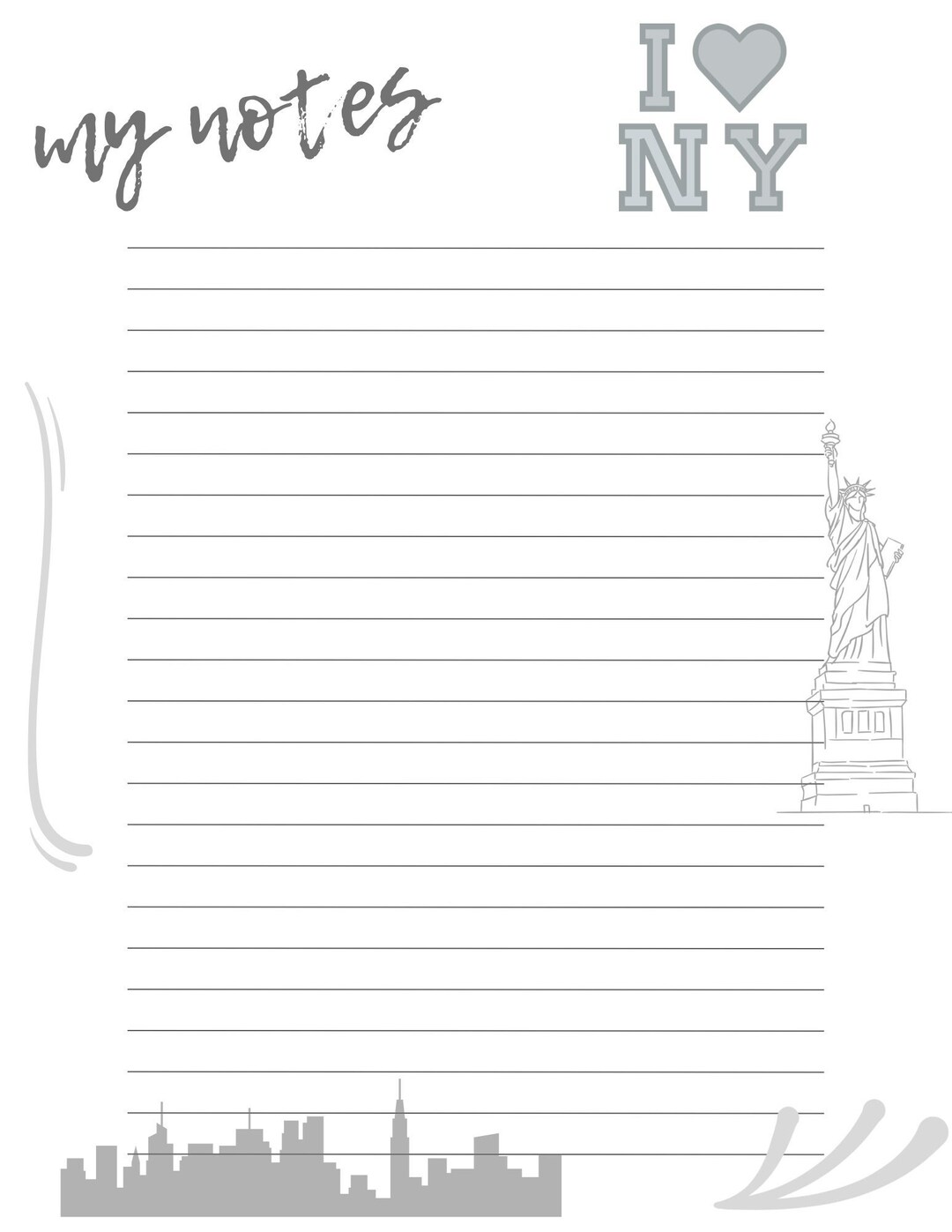 State-theme My Notes Lined Paper new York - Etsy