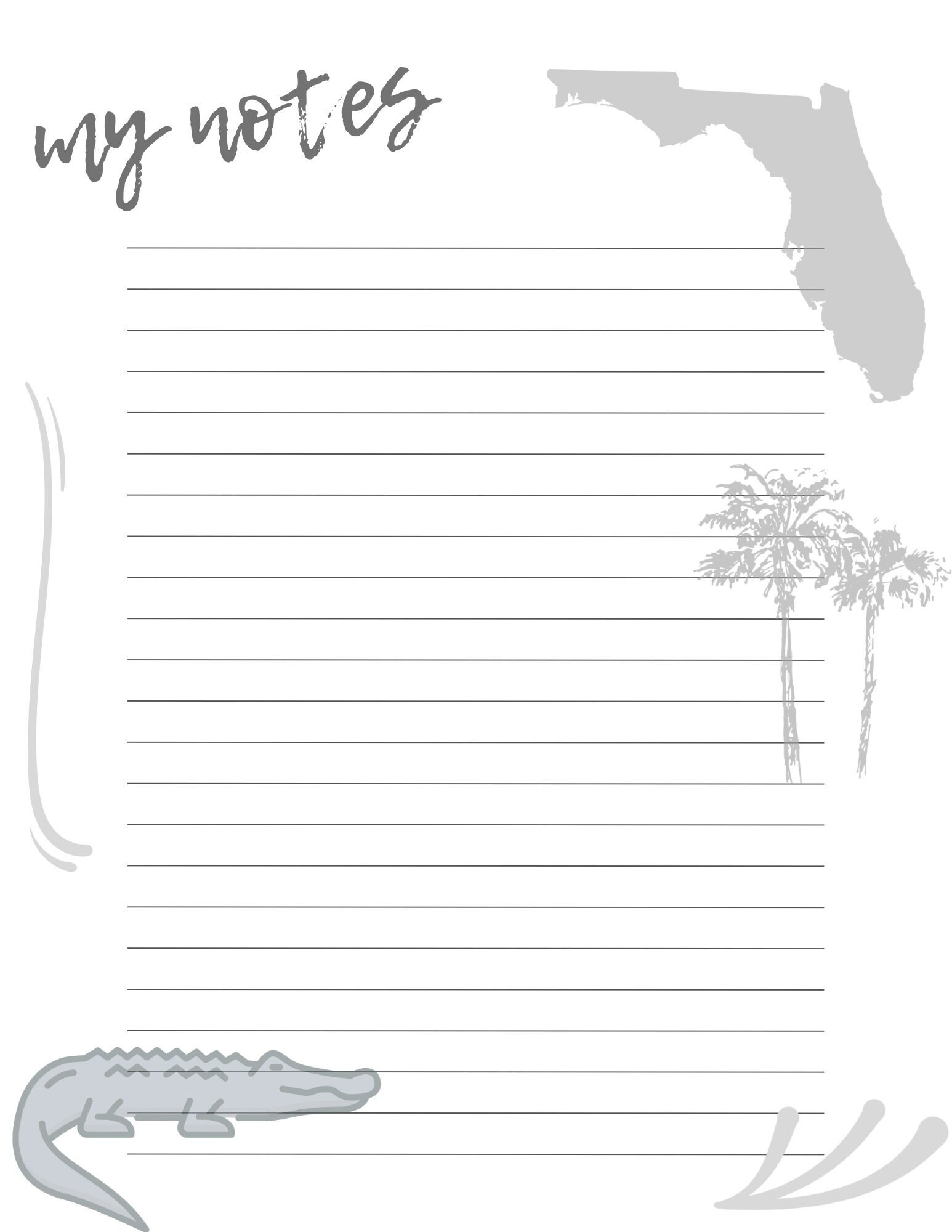 State-theme My Notes Lined Paper florida - Etsy