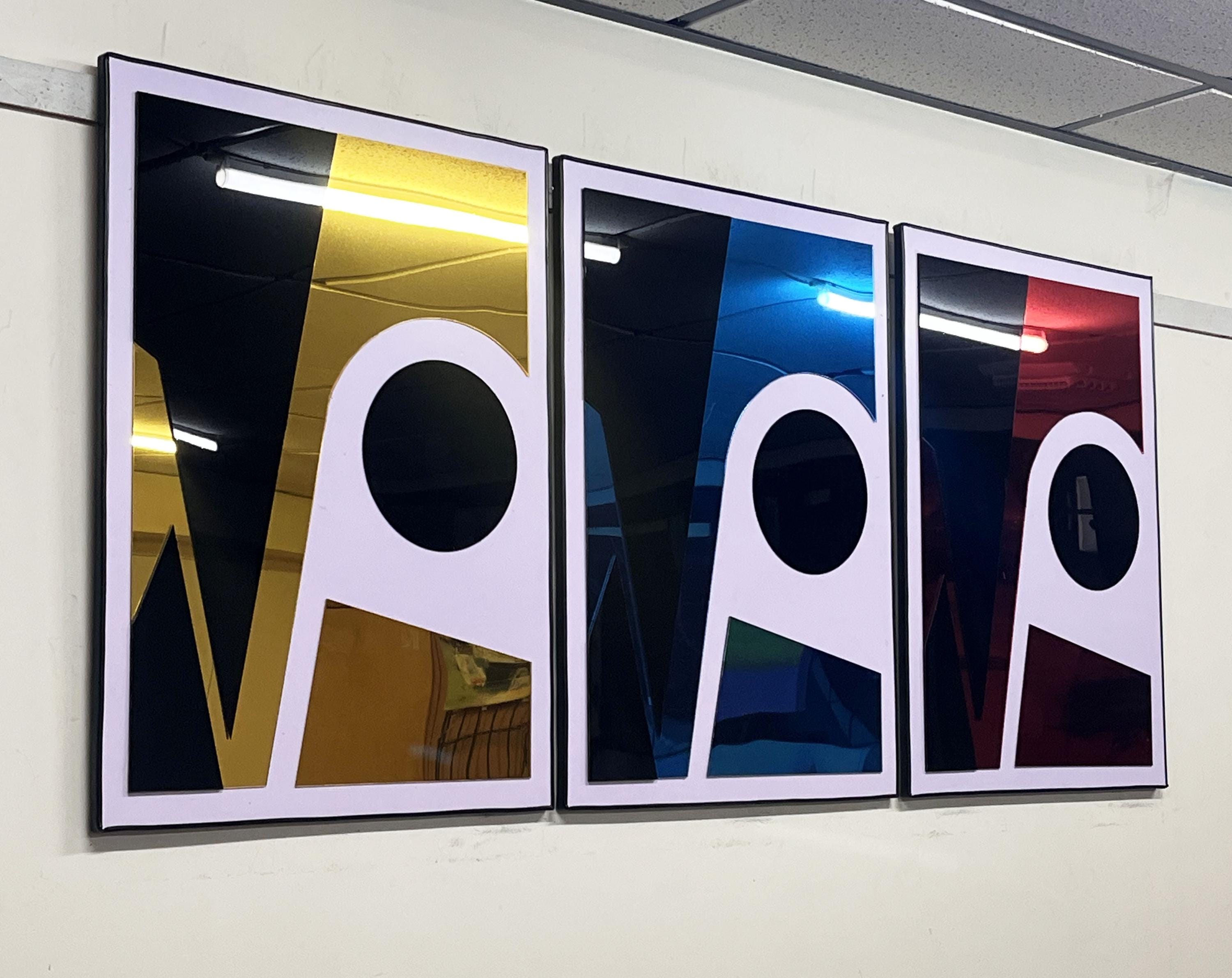 ABSTRACT Unique Acrylic Mirror Wall Art Featuring Vibrant Colors and ...
