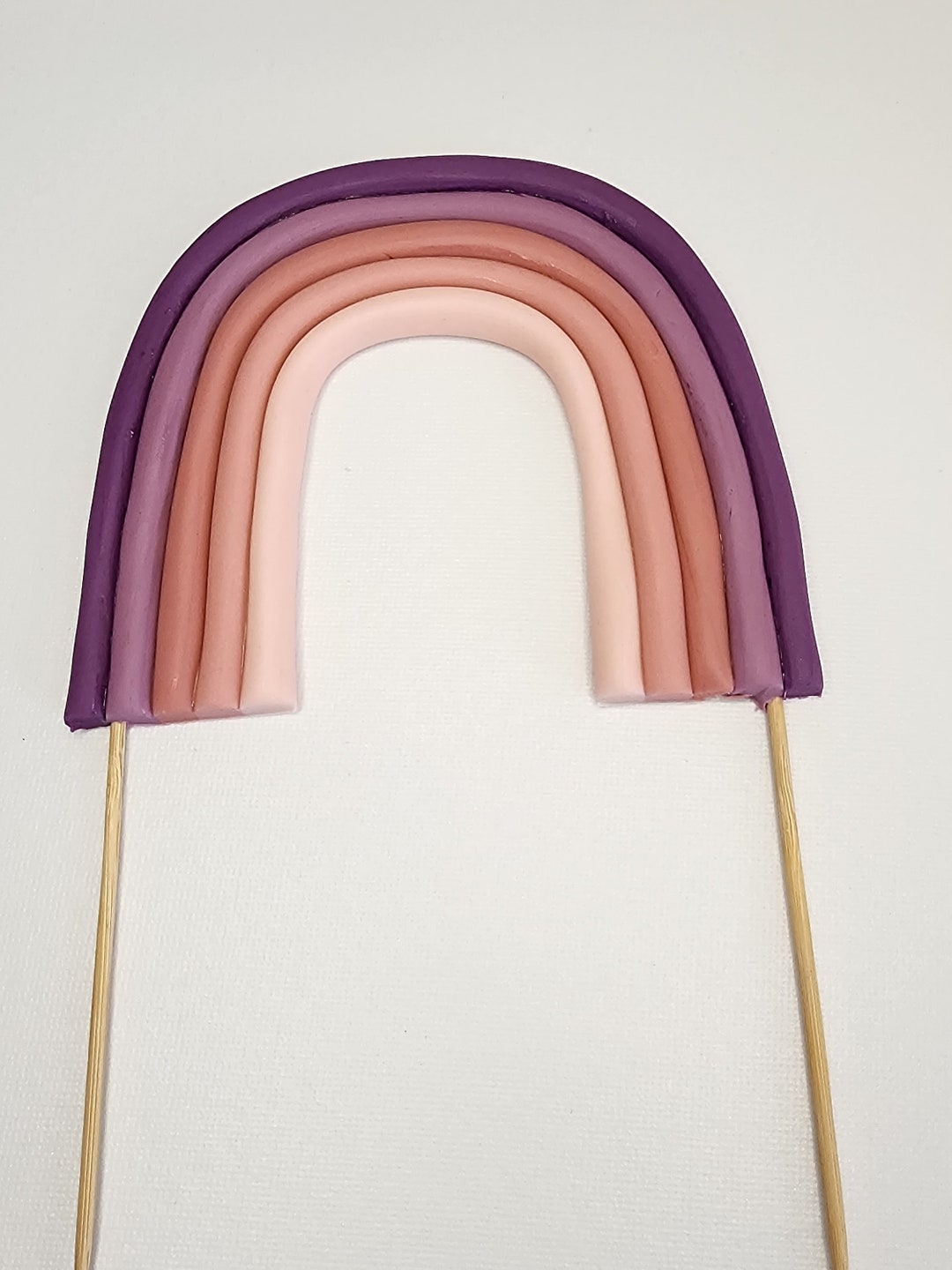 Pink Rainbow Cake Topper Fondant Rainbow for Girl's Birthday Boho ...