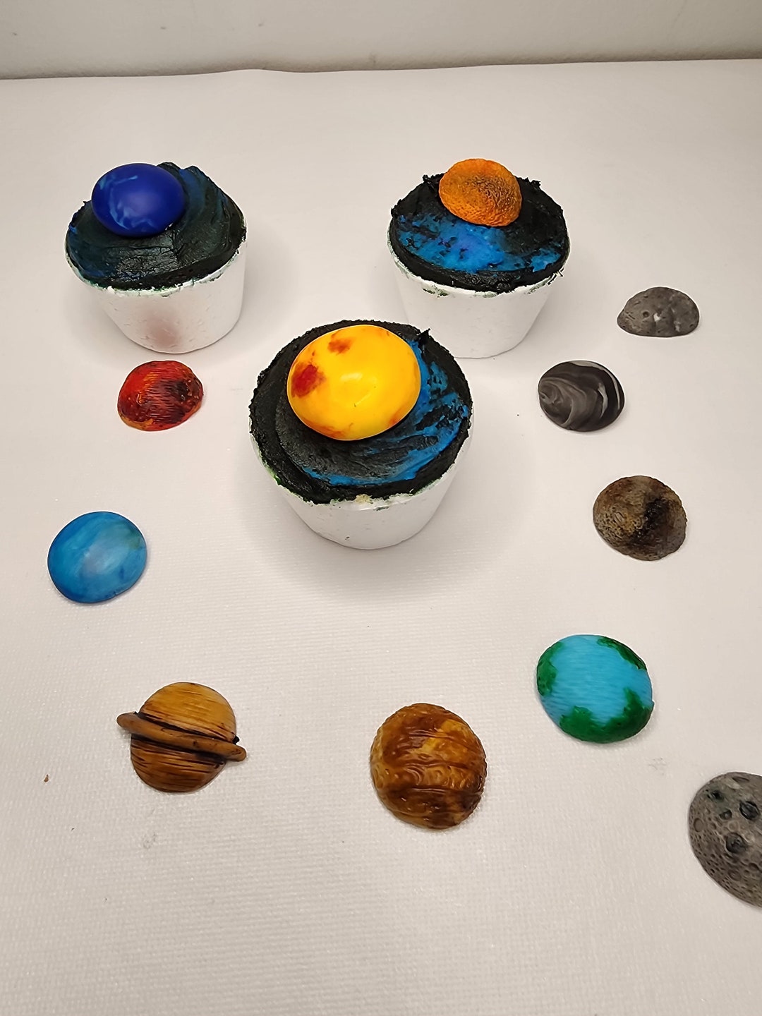 Solar System Cupcake Topper: Fondant Space Birthday Party Decorations ...