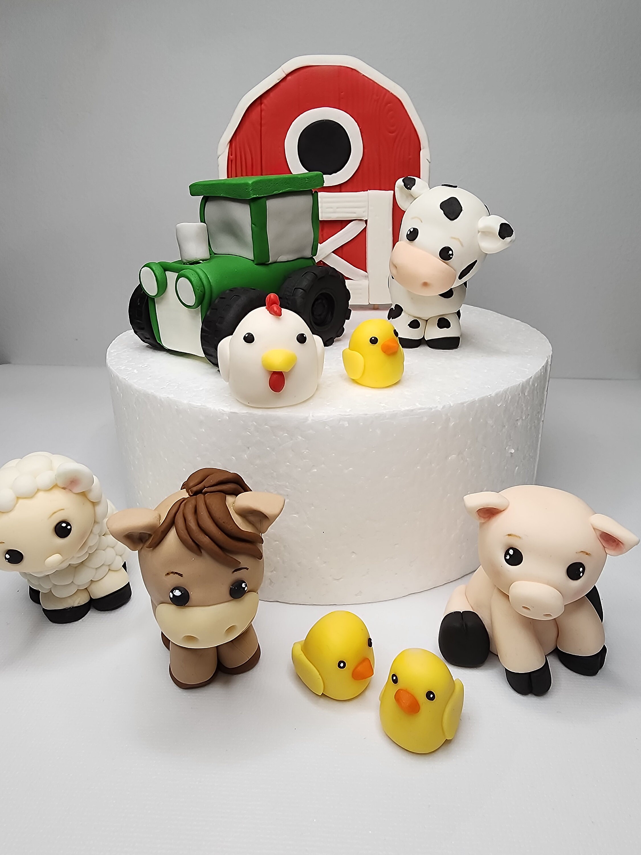 Farm Animal Fondant Cake Topper for Birthday Farm Themed Cake Tractor ...
