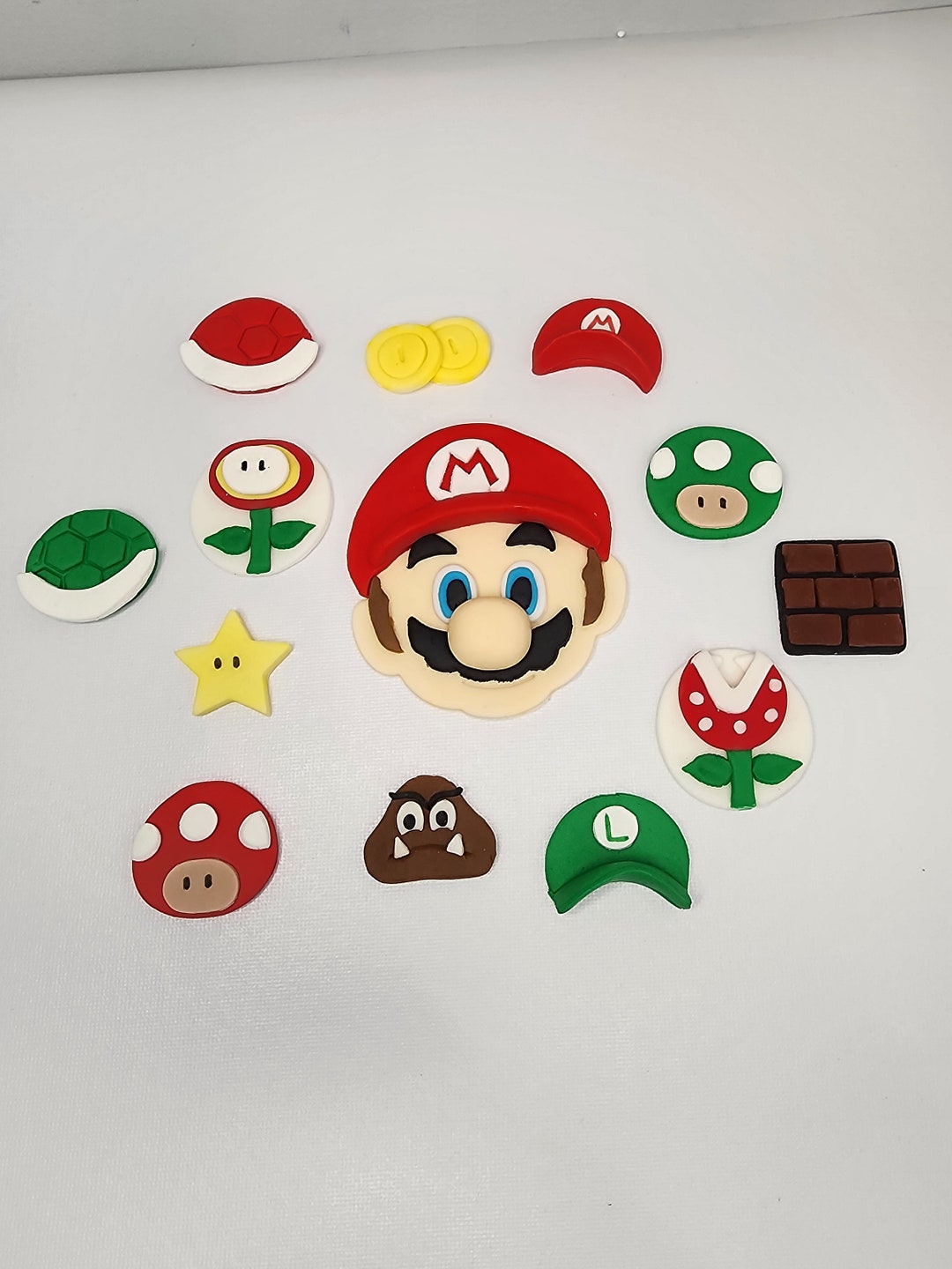 Super Mario Bros Fondant Cake Toppers Mario Cupcake Decorations for ...
