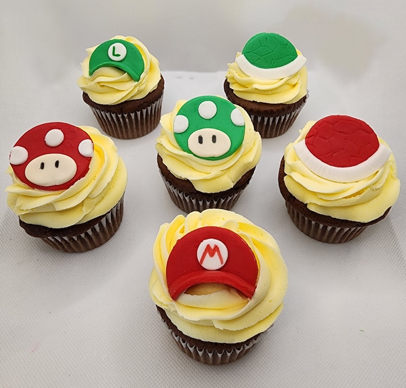 Super Mario Fondant Cupcake Toppers Mario Party Edible Decorations for ...