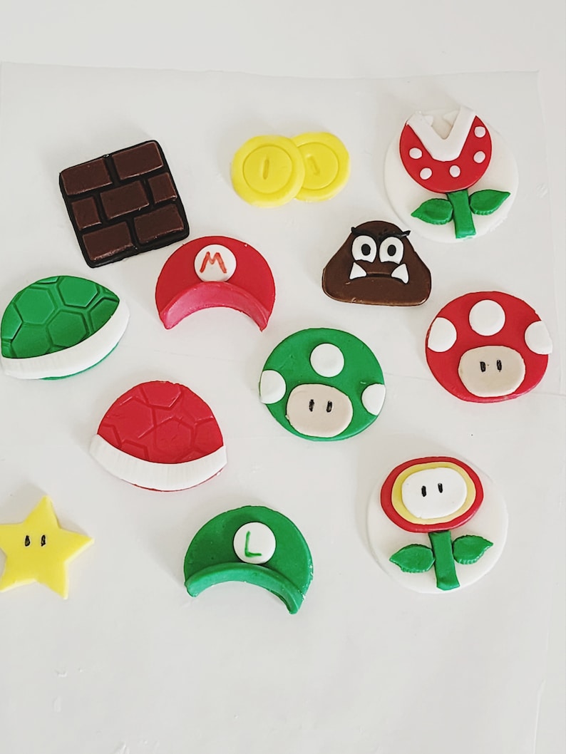 Super Mario Fondant Cupcake Topper Mario Bros Cake Topper Mario Party ...