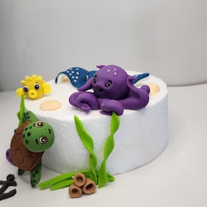 Underwater Sea Creatures Fondant Cake Toppers: Baby Shower Ocean Theme ...