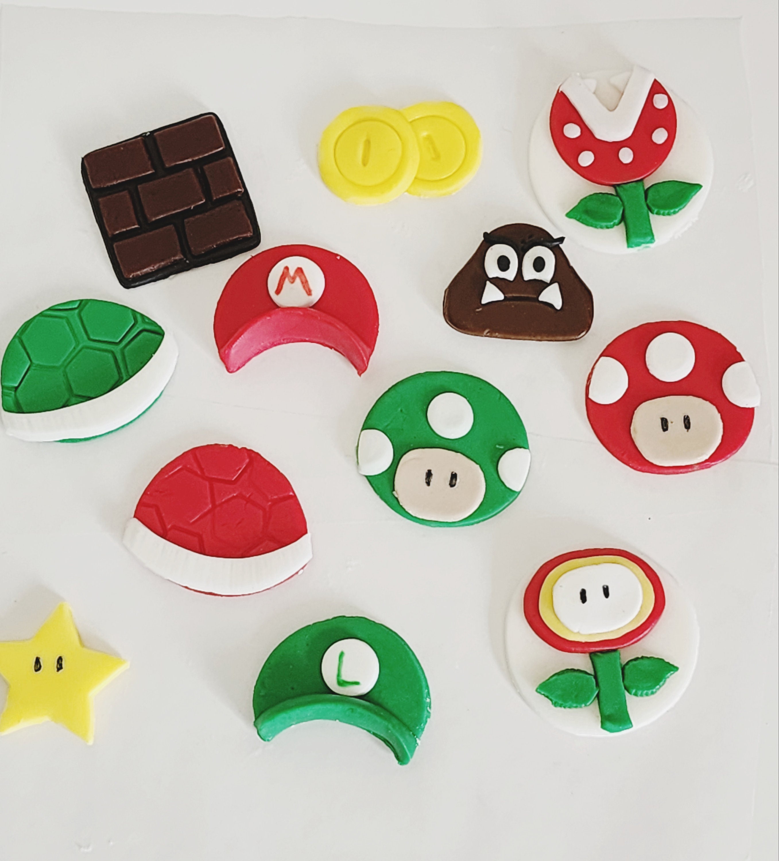Super Mario Bros Fondant Cake Toppers Mario Cupcake Decorations for ...