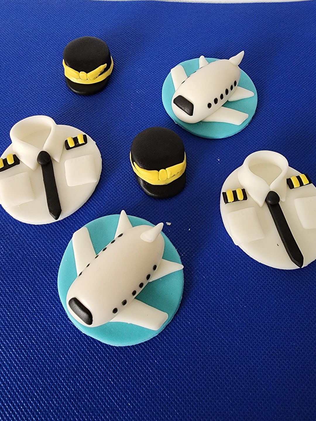 Pilot Cake Toppers: Fondant Airplane, Hat & Shirt Decorations - Etsy