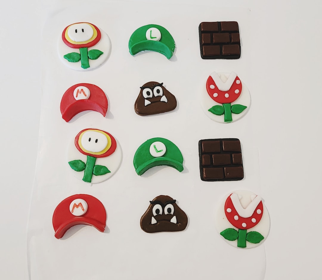 Super Mario Fondant Cupcake Toppers Mario Bros Cake Topper Decoration ...