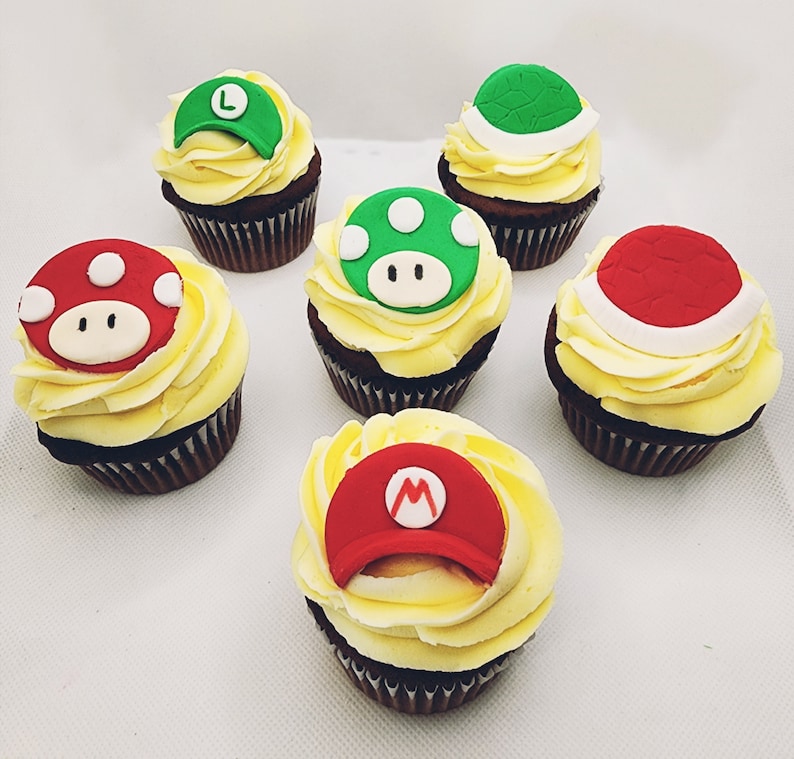 Super Mario Fondant Cupcake Toppers Mario Party Edible Decorations for ...