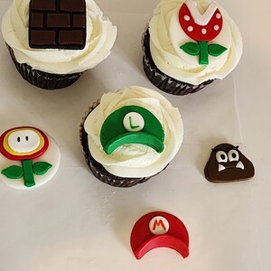 Super Mario Fondant Cupcake Topper Mario Bros Cake Topper Mario Party ...
