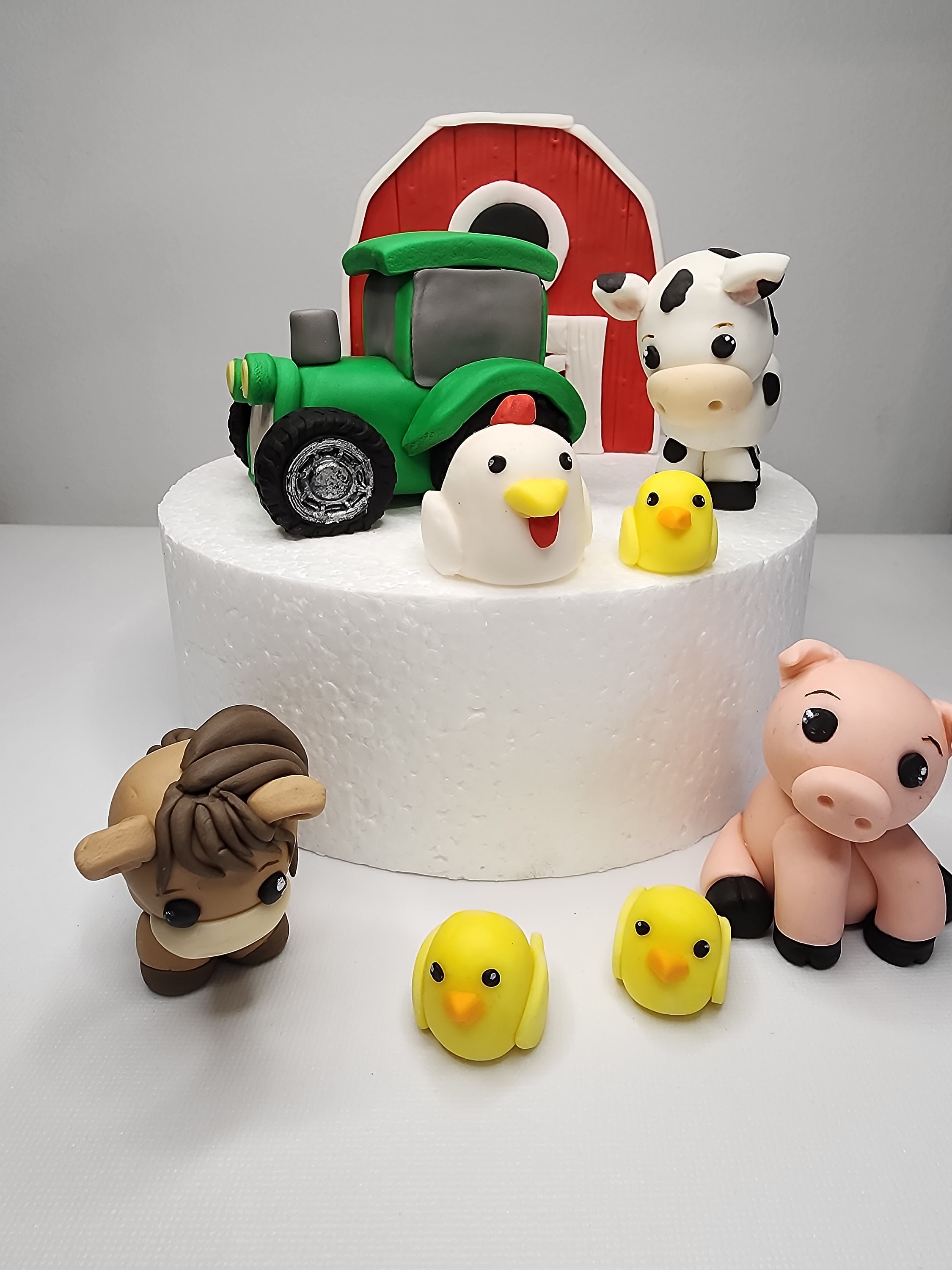 Farm Animal Fondant Cake Topper for Birthday Farm Themed Cake Tractor ...