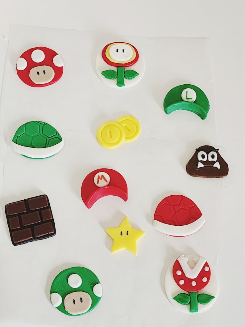 Super Mario Fondant Cupcake Topper Mario Bros Cake Topper Mario Party ...