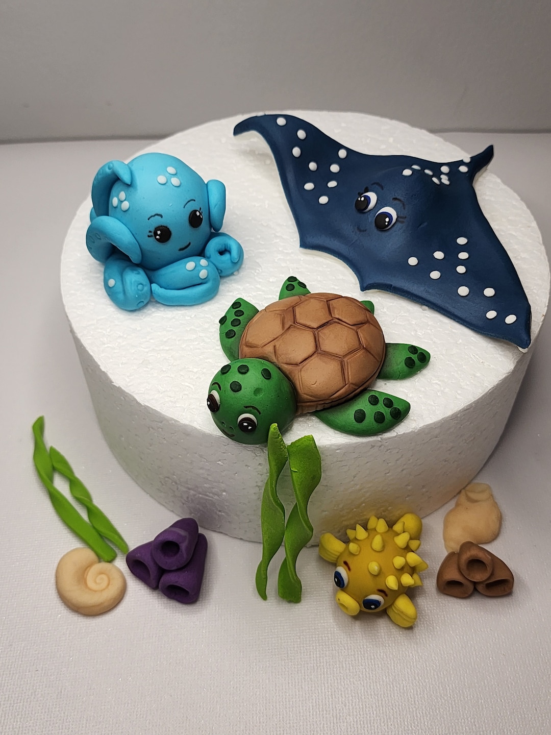 Underwater Sea Creatures Fondant Cake Toppers: Baby Shower Ocean Theme ...