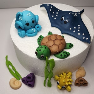 Underwater Sea Creatures Fondant Cake Toppers: Baby Shower Ocean Theme ...