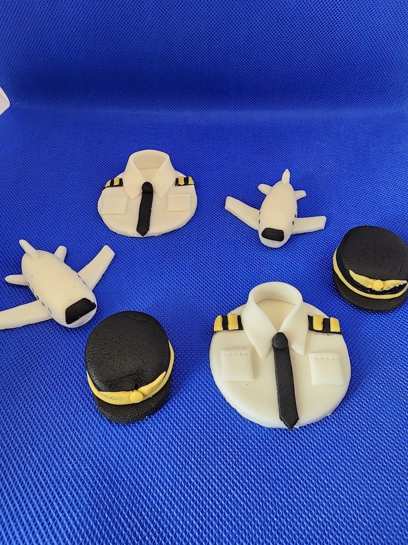 Pilot Cake Airplane Cupcake Topper for Pilot Party for Adult Fondant ...