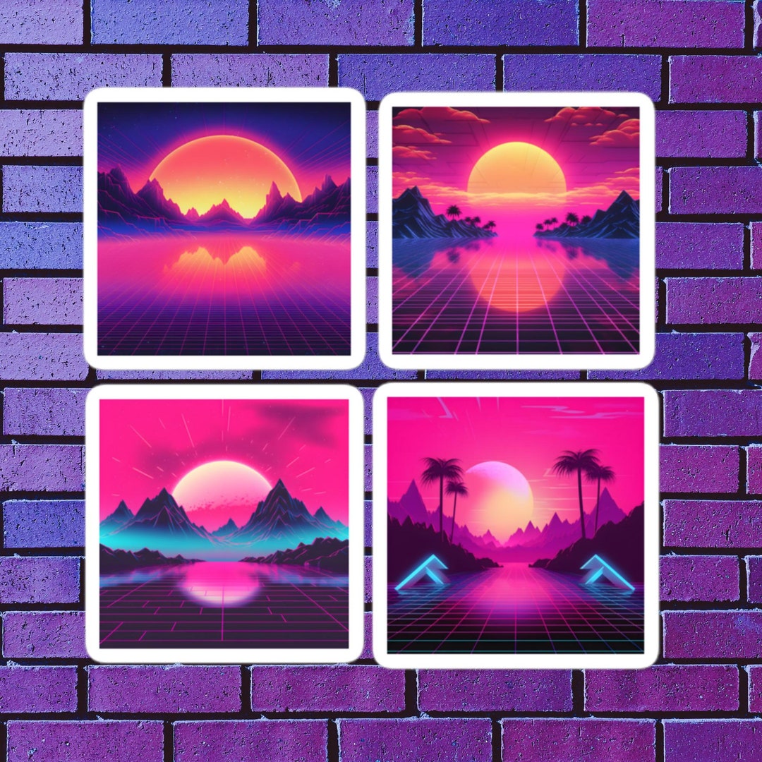 Synthwave Retro Stickers Neon 80s Vaporwave - Etsy