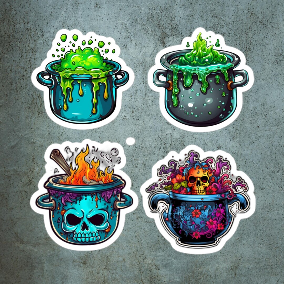Cauldron Skull Stickers Bubbling Pot Sticker Witchy Spells - Etsy