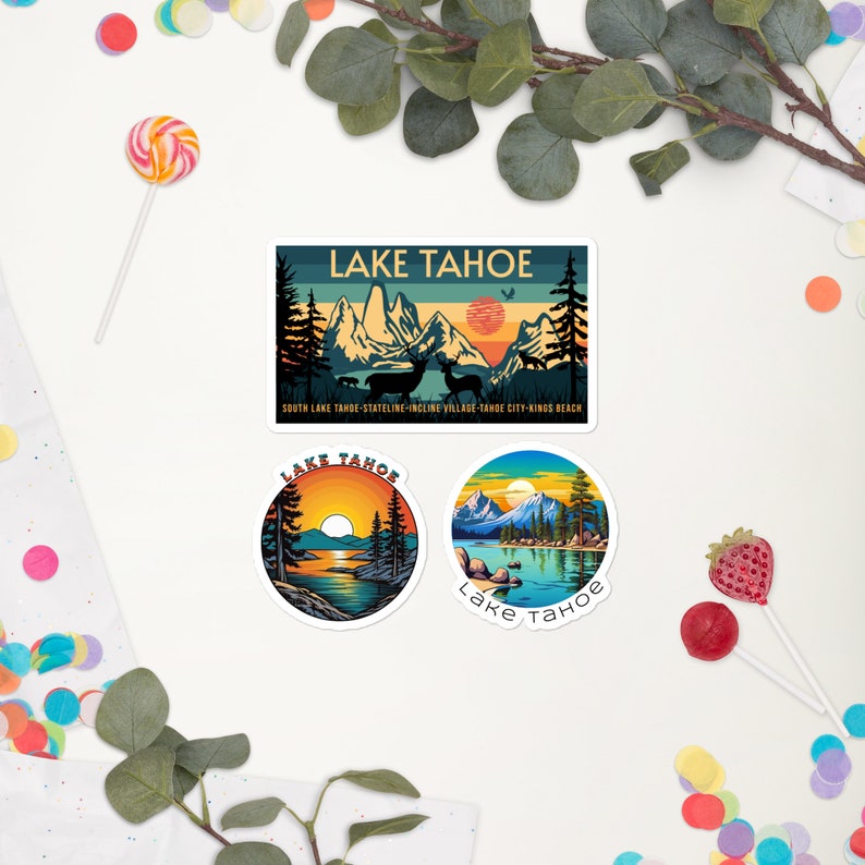 Lake Tahoe Stickers Mountain Lake Sticker Laptop Water Bottle Vinyl - Etsy