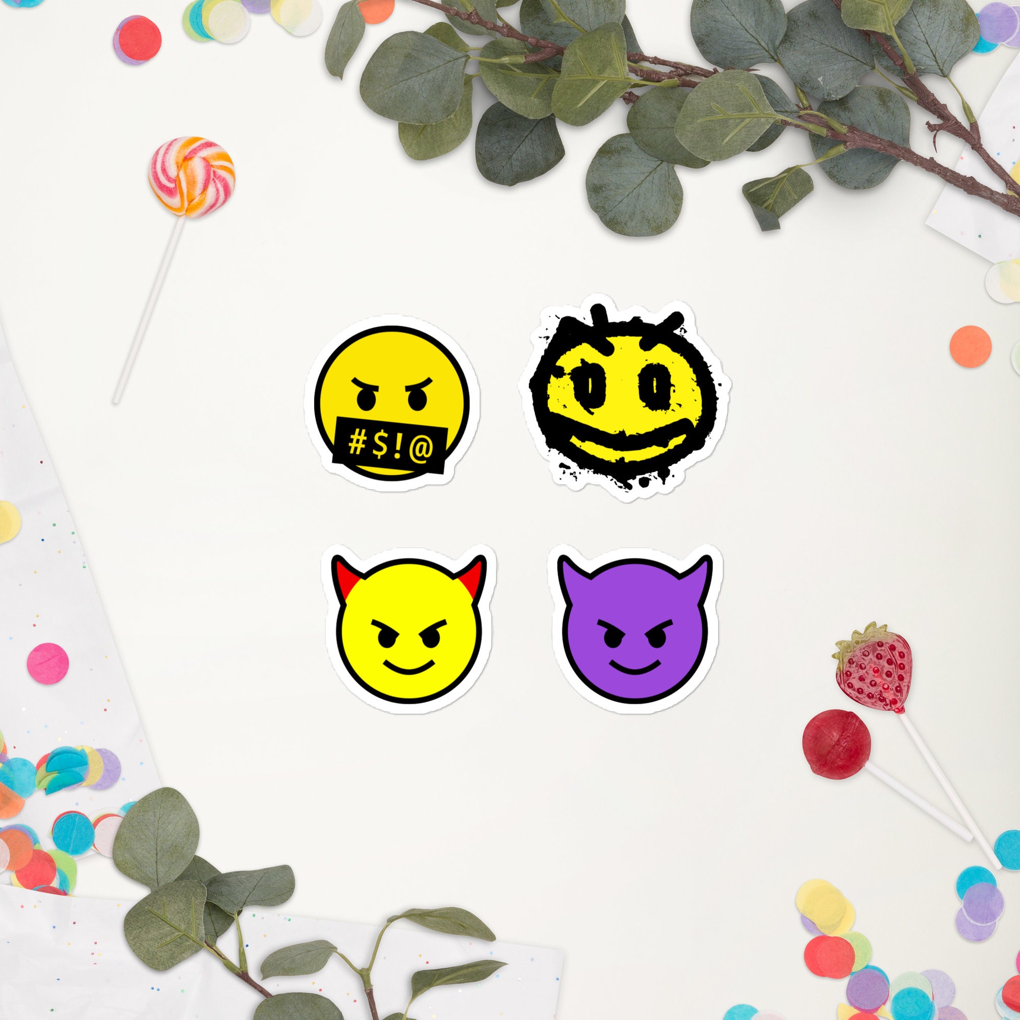 Evil Smiley Stickers Emoji Laptop Water Bottle Vinyl Decals - Etsy