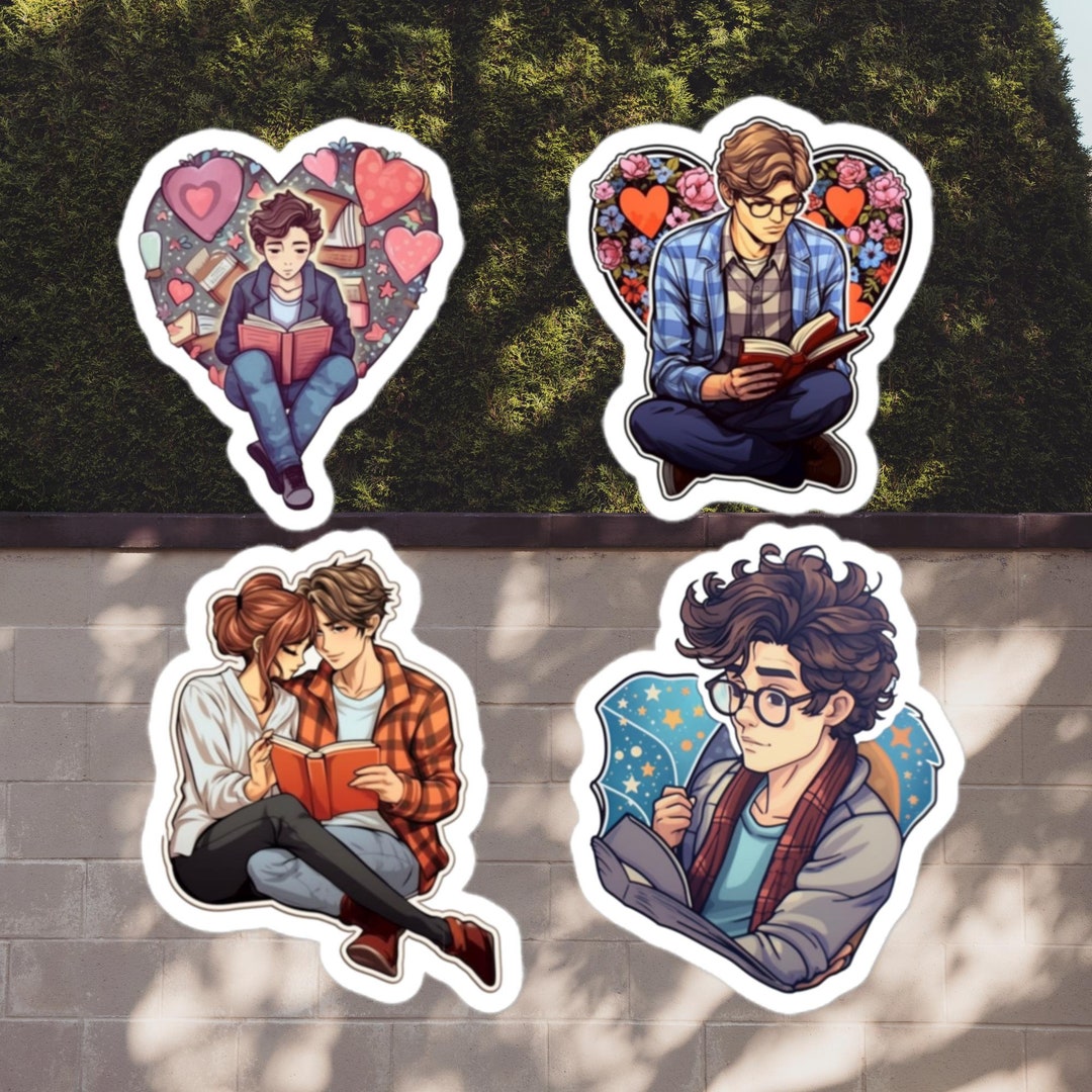 Flower Stickers Boy With Heart Flowers Sticker Romantic Books Art ...