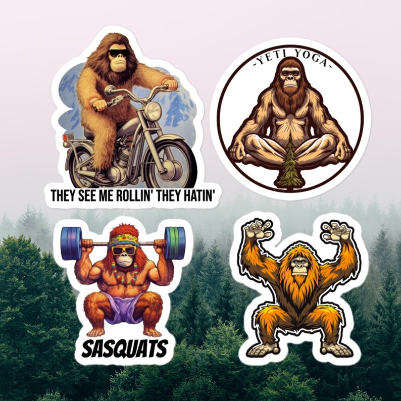 Bigfoot Gym Stickers Sasquatch Motorcycle Funny Sticker Yeti Laptop ...